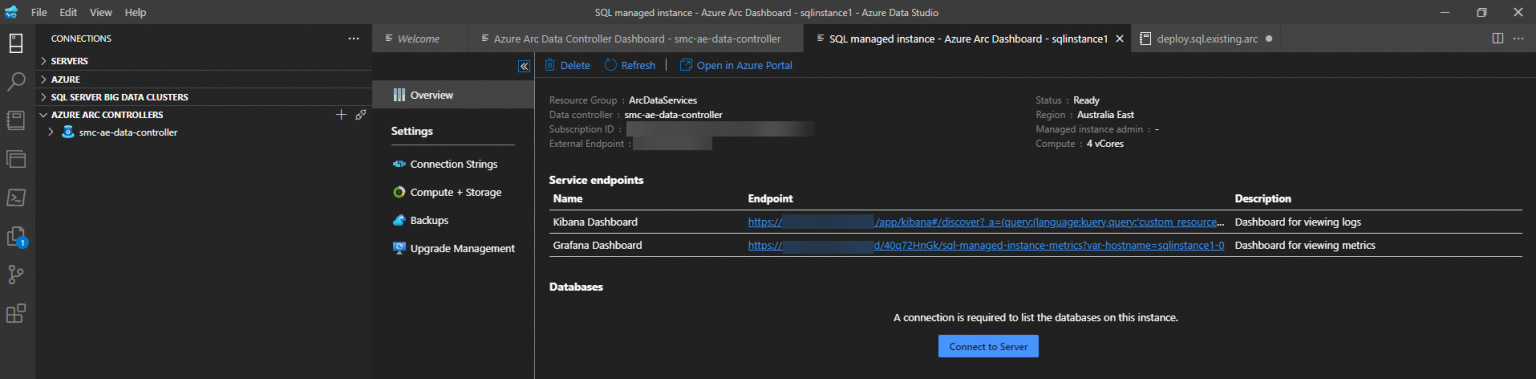 Arc-enabled SQLMI-Kibana-Grafana-ADS - SQL Masters Consulting